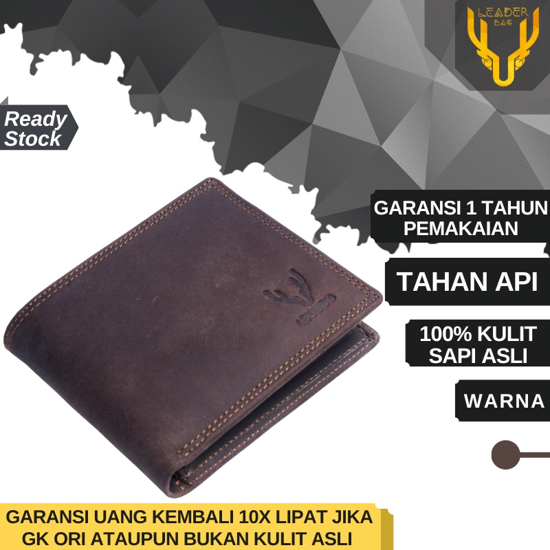 Jual Dompet Pendek Lipat Pria Kulit Sapi Asli Merk Leaderbag Warna ...