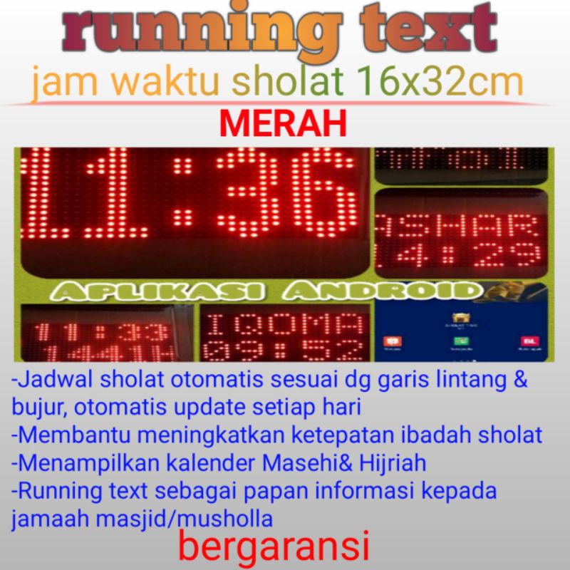 Jual Jam Sholat Digital LED Merah - Android - Wi-Fi - Bluetooth / Jam ...