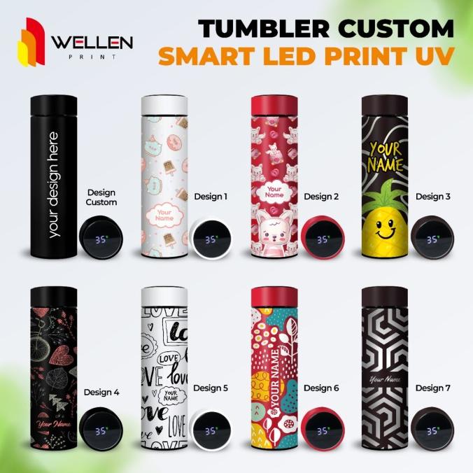 Jual TUMBLER SAKURA SMART LED PRINT CUSTOM / TERMOS BOTOL CETAK UV NAMA ...