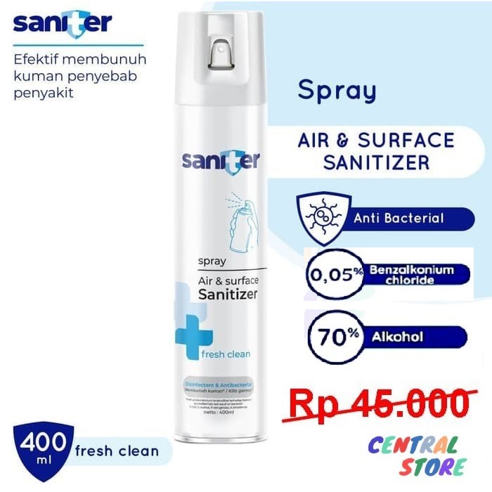 Jual Saniter 400 mL Aerosol Hand Sanitizer Disinfektan Air Spray 400 mL ...
