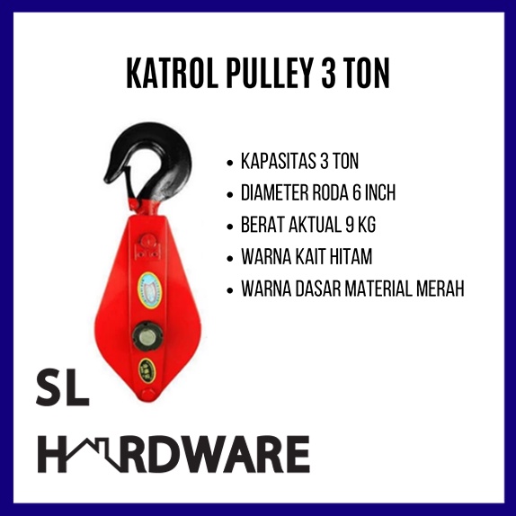 Jual Katrol Pulley 3 Ton Katrol Pulley Block 3000 Kg 6 Inch Katrol ...