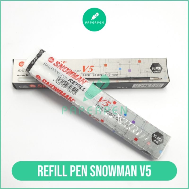 Jual (Pak) Refill Bolpoint Snowman V5 Hitam | Shopee Indonesia