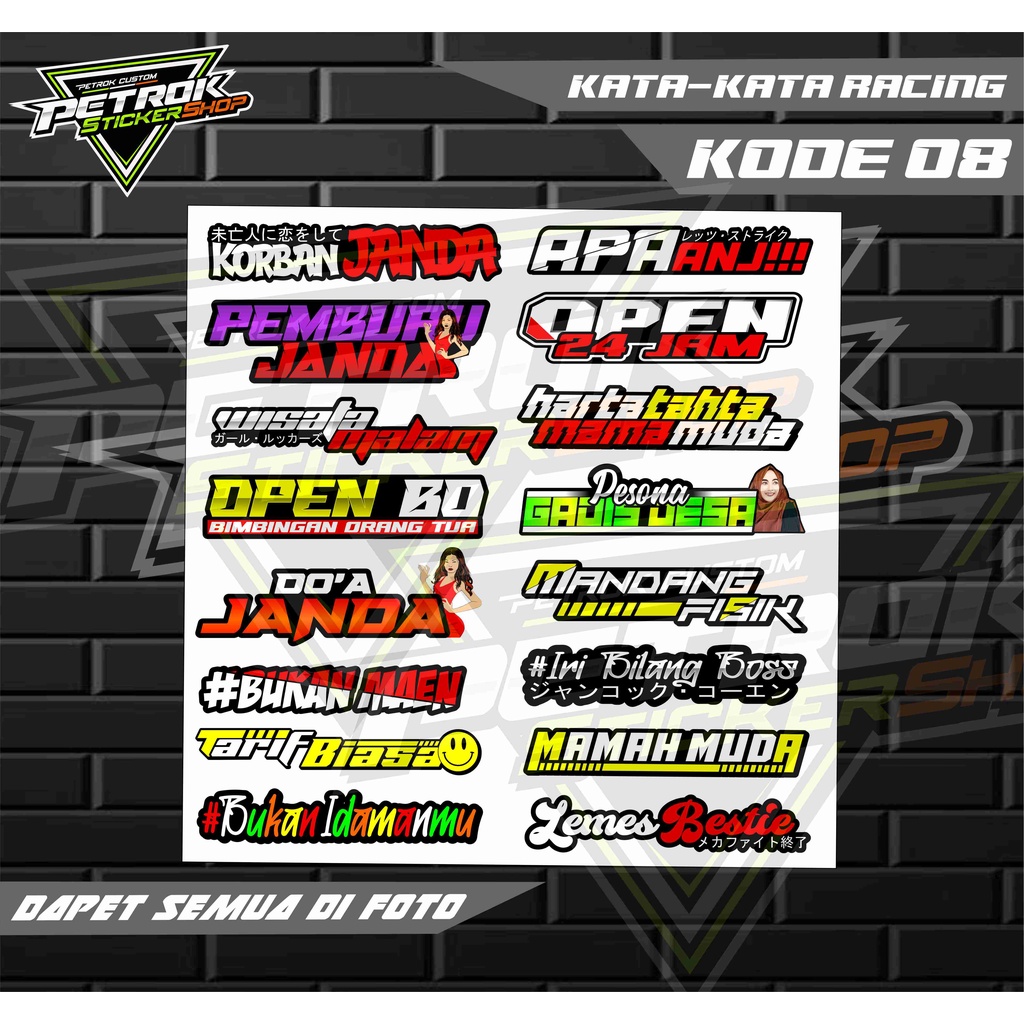 Jual STIKER PACK KATA KATA - STIKER RACING LENGKAP - STIKER RACING ...