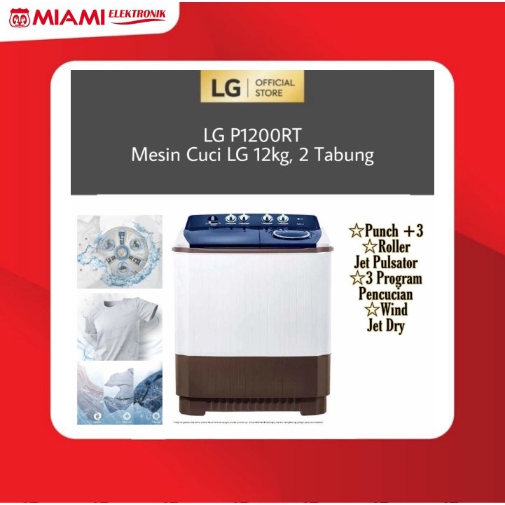 Jual MESIN CUCI LG 2 TABUNG P1200RT / P 1200RT | Shopee Indonesia