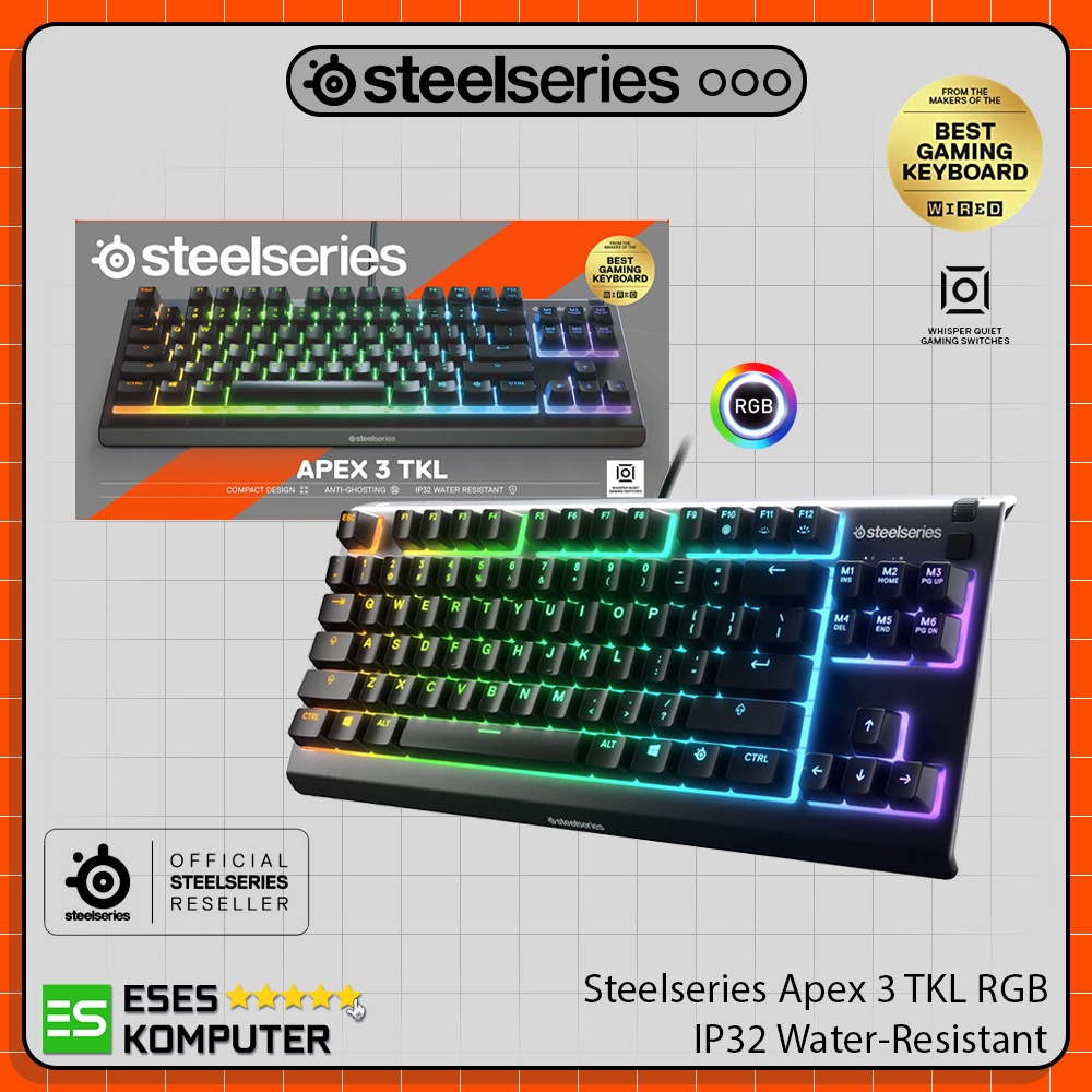 Jual Keyboard Steelseries Apex 3 TKL RGB | Water-Resistant Keyboard Gaming | Shopee Indonesia
