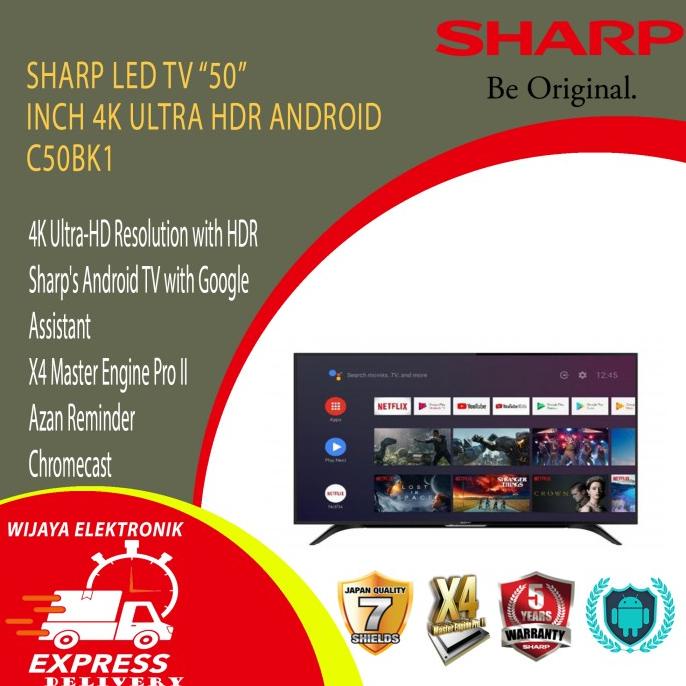 Jual SHARP LED TV 4T-C50BK1i ANDROID TV 4K HDR 50 INCH | Shopee Indonesia