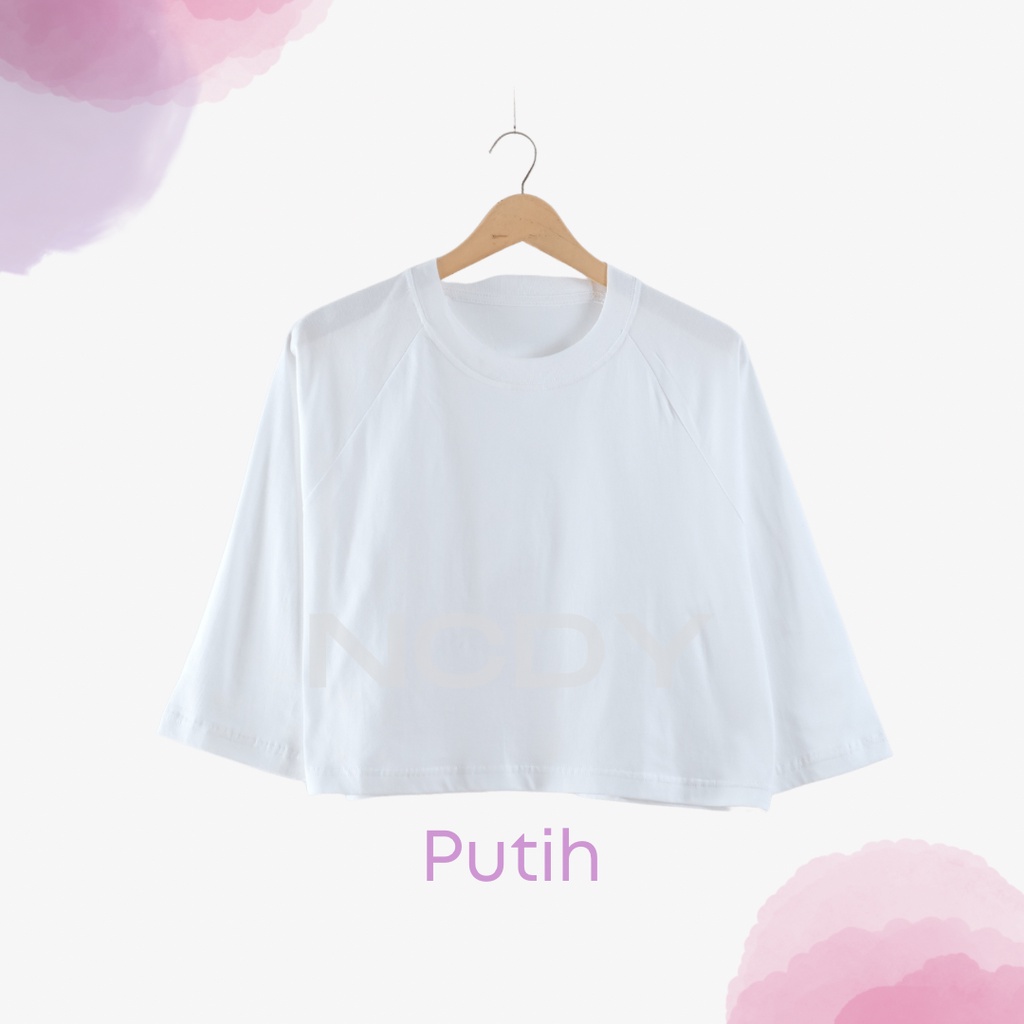 Jual NCDY CROP TOP BASIC OVER SIZE COTTON COMBED 24s LENGAN 3/4 HIJAB ...