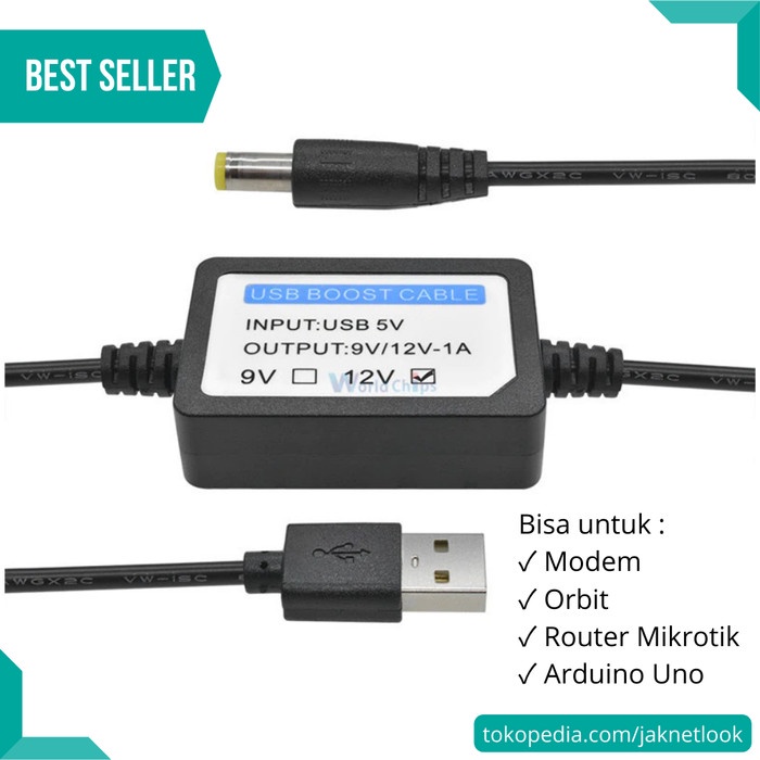 Jual Power Supply Kabel Usb Power Step Up Converter 5V To 12V Modem ...