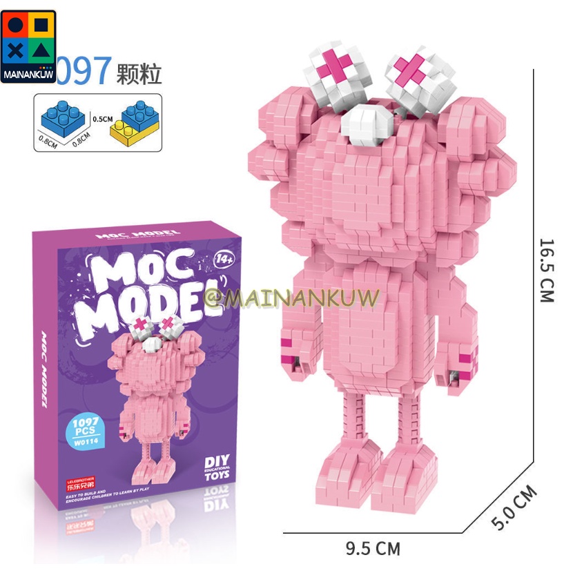 Jual NANO BLOK KAWS SESAME PINK Balok Susun Edukasi Mainan Anak BRICKS ...