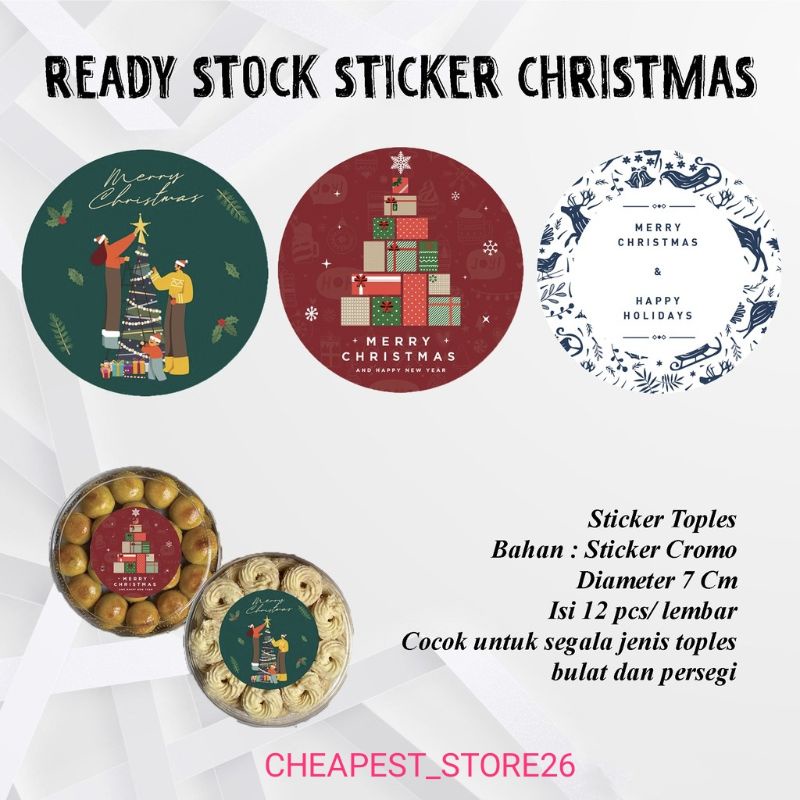 Jual Stiker Natal / Sticker Natal Christmas Tutup Toples - Isi 12 Pcs ...