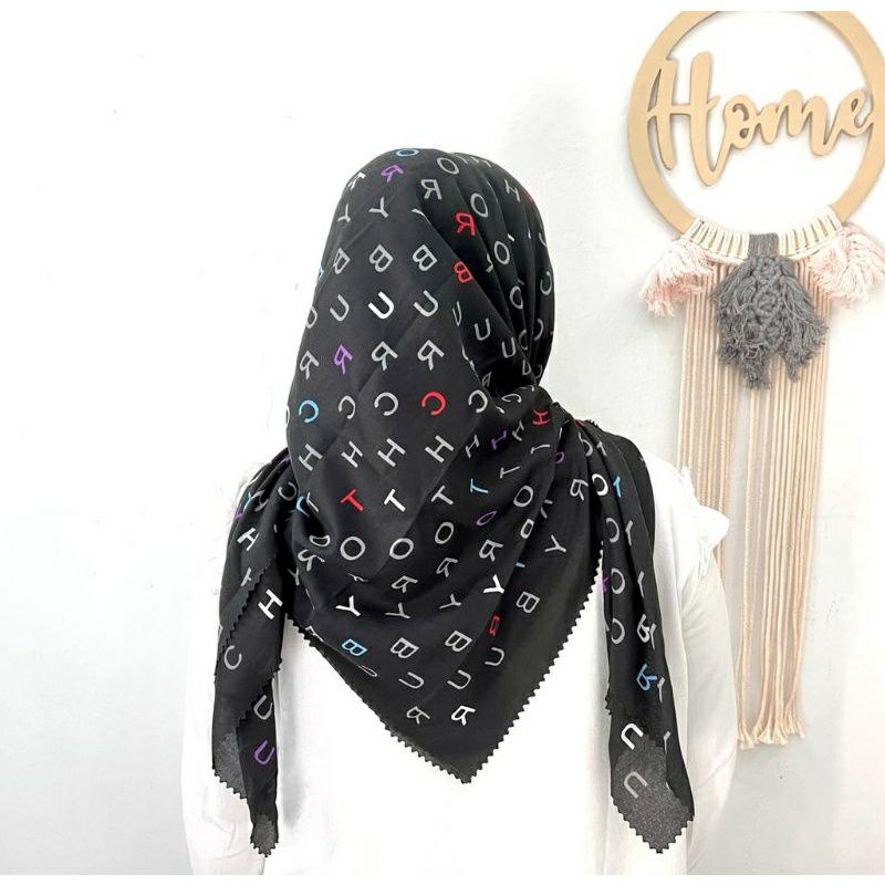 Jual Hijab Segiempat Voal Premium Motif Huruf Jurney Series Lasercut ...
