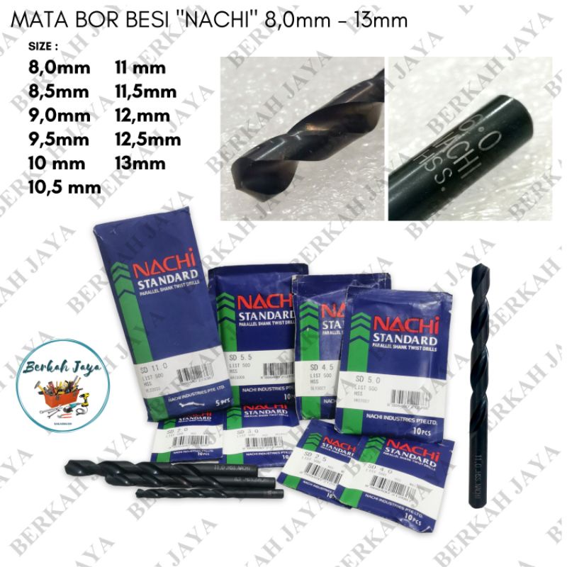 Jual Mata Bor BESI BAJA twist drill bit NACHI ORIGINAL ASLI | berbagai Varian ukuran 8 8,5 9 9,5 ...