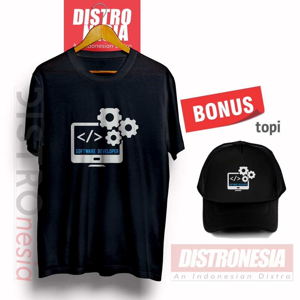 Jual KAOS SOFTWARE DEVELOPER WEB BAJU IT SUPPORT BONUS TOPI PROGRAMMER HEKER CODING PREMIUM ...