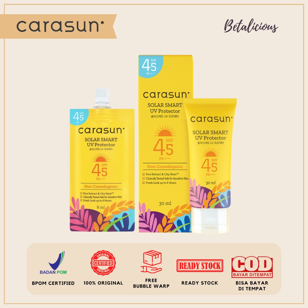 Jual Carasun Solar Smart UV Protector SPF 45 PA++++ 30ml/ Versi Mini Sachet 8ml | Shopee Indonesia
