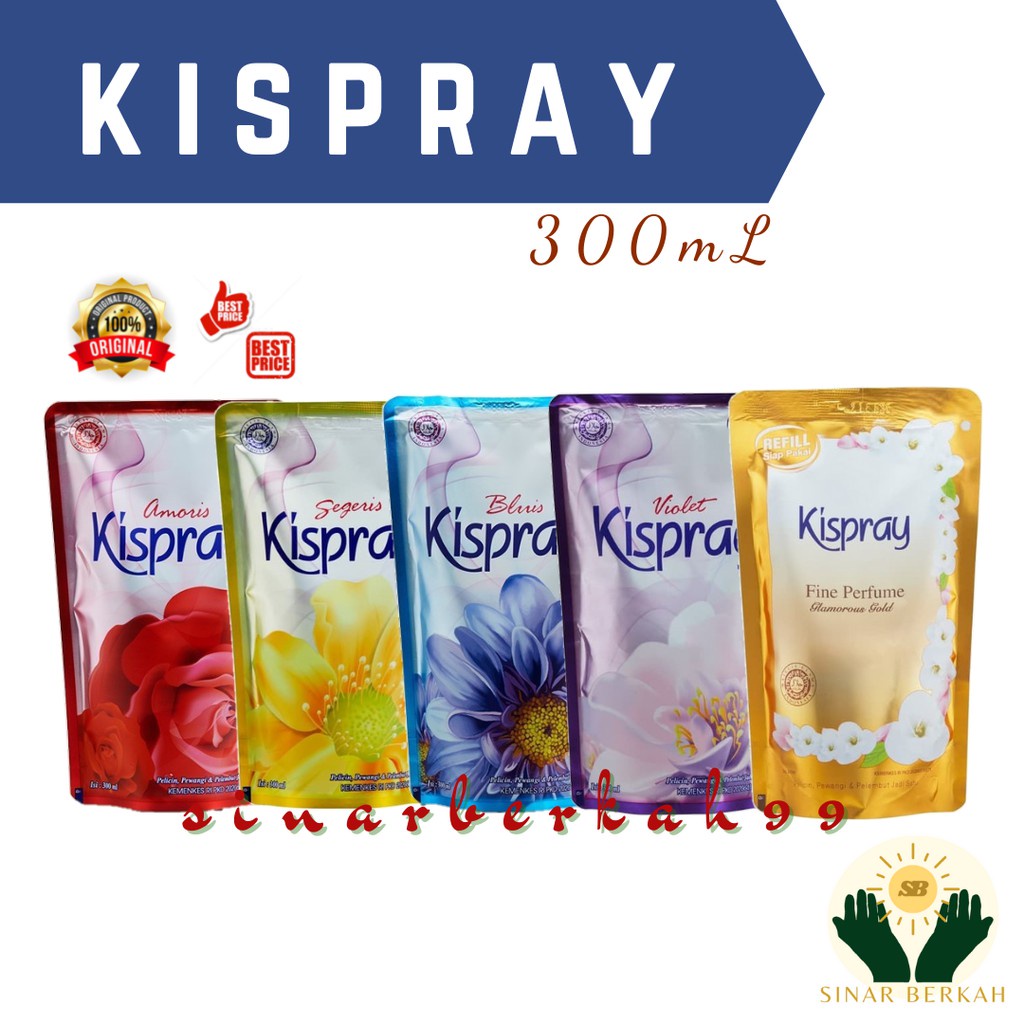 Jual Kispray Pelicin & Pewangi Pakaian 300 ML Refill All Varian ...