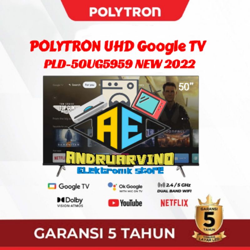Jual LED TV POLYTRON 4K UHD Smart Google TV 50 Inch PLD 50UG5959 New 2022 | Shopee Indonesia