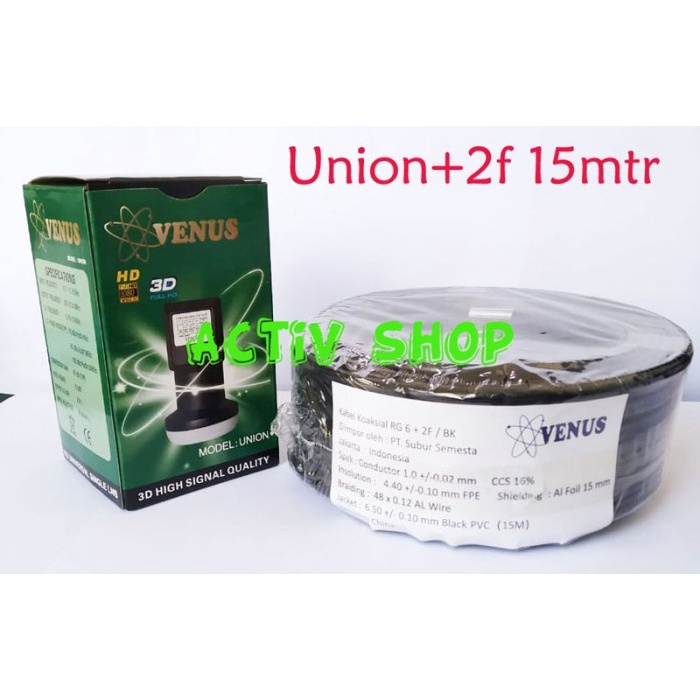 Jual Kabel Venus Rg6 2F 15 Meter + Lnb Ku Band Venus Single Output Paket | Shopee Indonesia