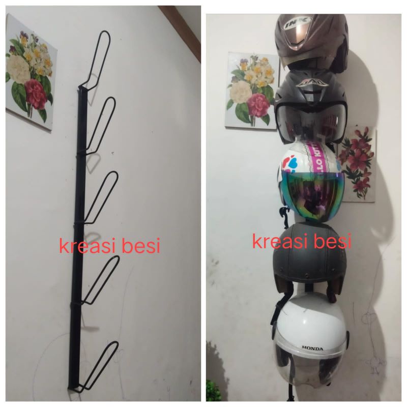 Jual Gantungan helm vertikal susun lima dan tiga,rak helm,tempat helm ...