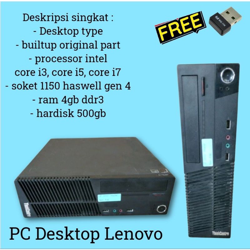Jual Pc desktop Lenovo core i7 gen 4 ram 8gb ssd 120gb hdd 500gb siap ...