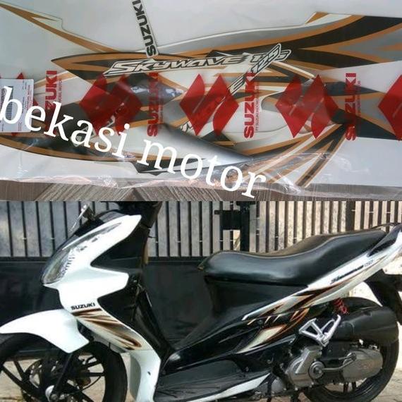Jual Motor Sparepart Motor sticker striping suzuki skywave putih white ...