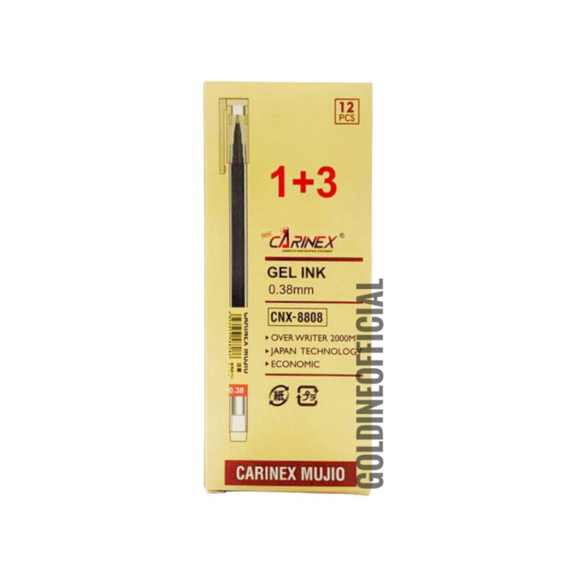 Jual Bolpen / Pulpen Gel Carinex Mujio 8808 MURAH HITAM (ISI 12 PCS ...