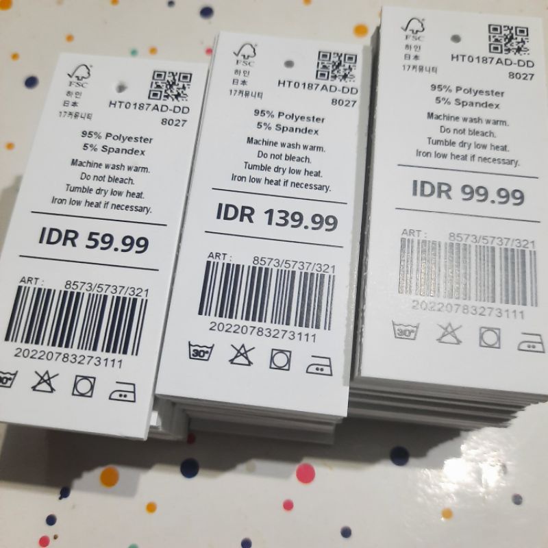 Jual hang tag dollar barcode 3×7 100pcs BONUS TALI hangtag barcode label baju | Shopee Indonesia
