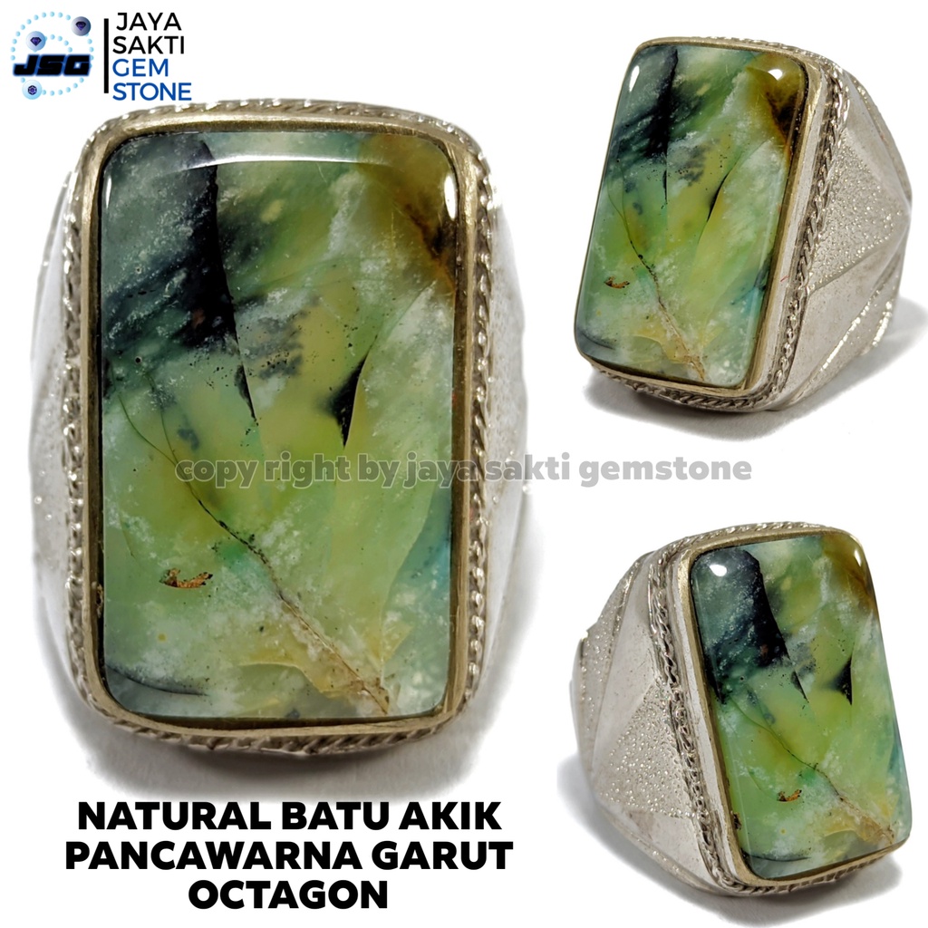 Jual Natural Batu Akik Pancawarna Garut Octagon PGO26 | Shopee Indonesia