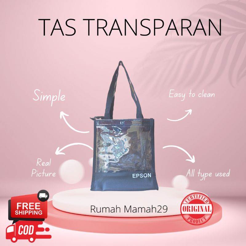 Jual TAS MIKA PVC TRANSPARAN SABLON EPSON TOTE BAG WANITA TERLARIS ...
