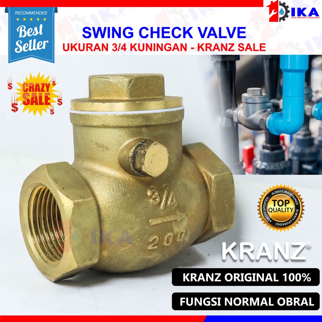 Jual Check Valve Kranz klep tabok 3/4 inch / Swing Check Valve KRANZ 3/ ...