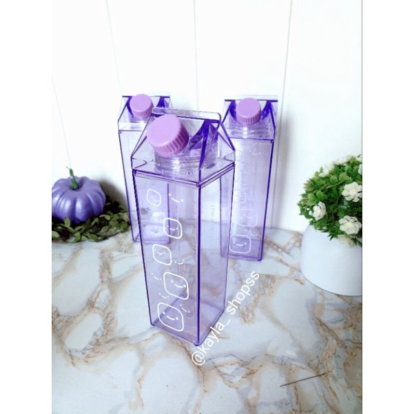 Jual botol ungu air bentuk box susu wrn ungu | Shopee Indonesia