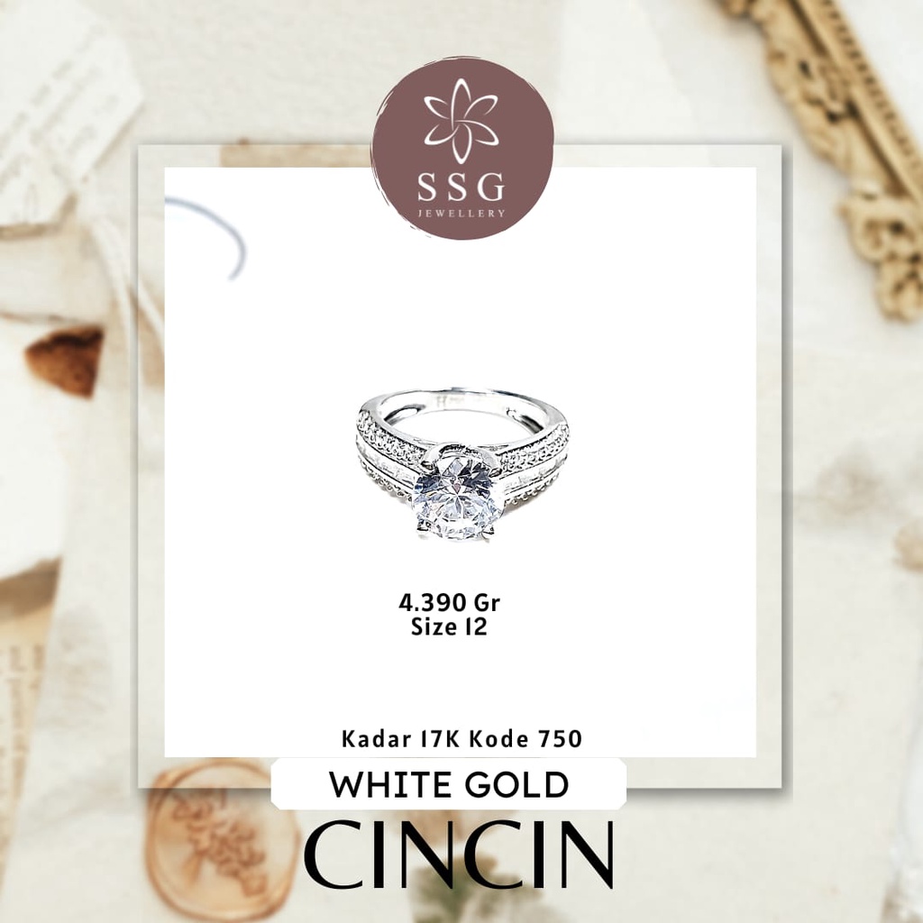 Jual cincin soliter white gold permata full | Shopee Indonesia