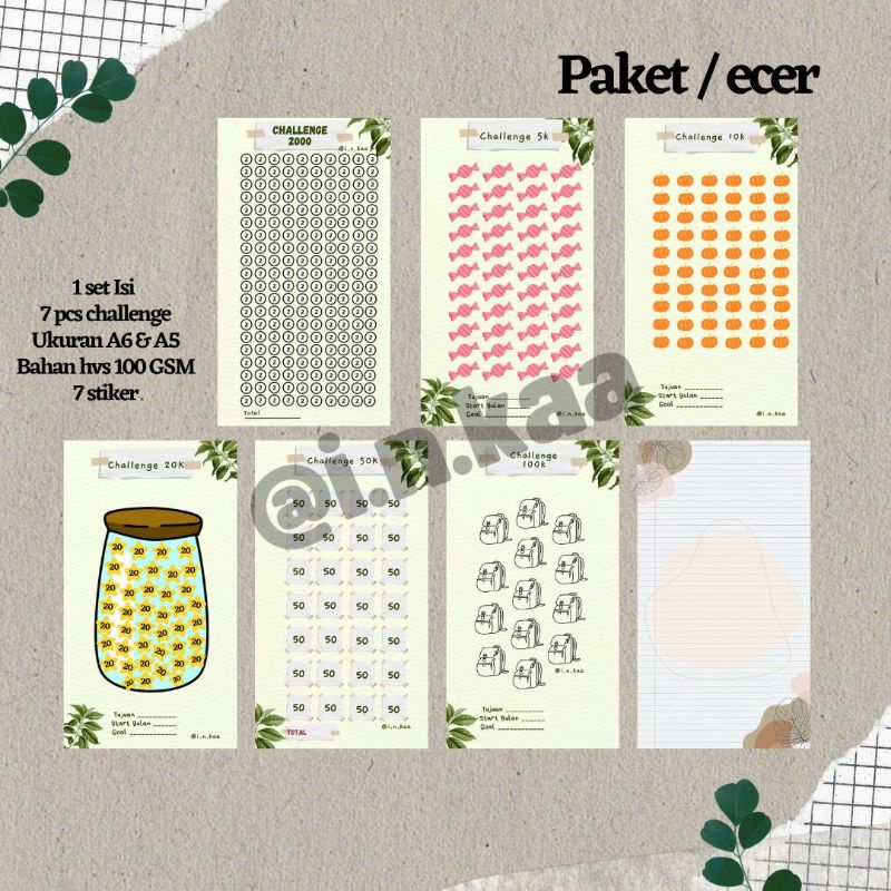 Jual A6 isi binder ECER tantangan menabung | loose leaf | sinking fund ... Jual A6 isi binder ECER tantangan menabung | loose leaf | sinking fund ...
