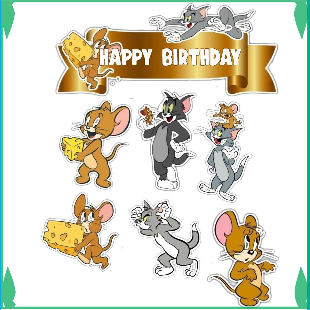 Jual TOPER CETAK TOPPER CAKE ULANG TAHUN / HIASAN KUE TOM AND JERRY ...