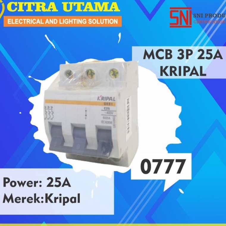 Jual MCB 25A 3P MEREK KRIPAL K0777 | Shopee Indonesia