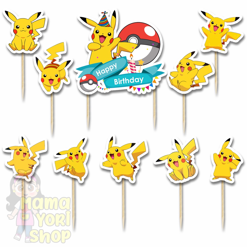 Jual Hiasan Kue Ulang Tahun Topper Cake Motif PIKACHU POKEMON | Shopee ...