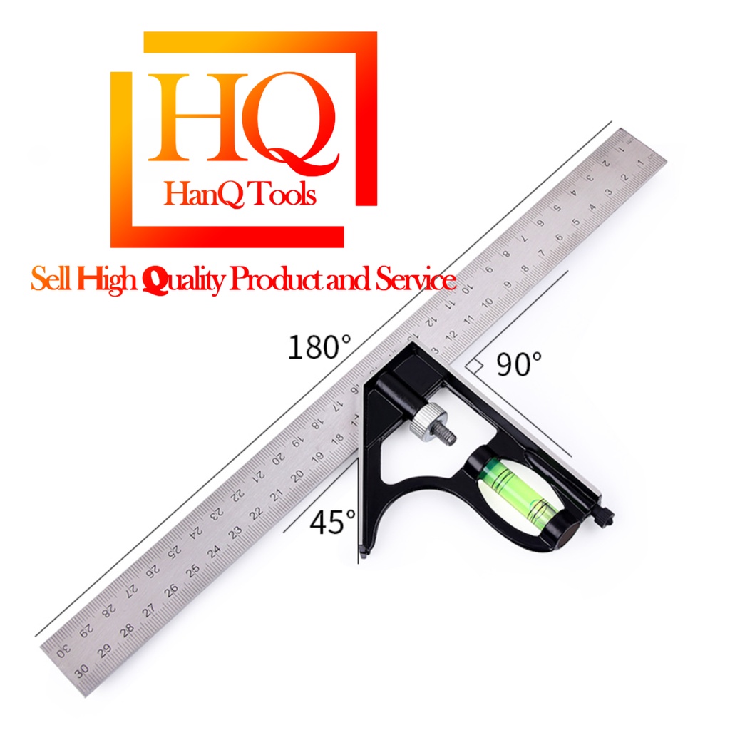 Jual Penggaris Siku kombinasi Waterpass Mistar Alat Ukur Tukang Meja ...
