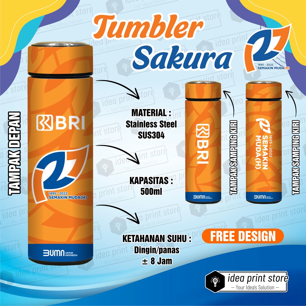 Jual TUMBLER HUT BRI 127 E TERMOS BOTOL MINUM BANK BRI IDEAPRINTSTORE ...