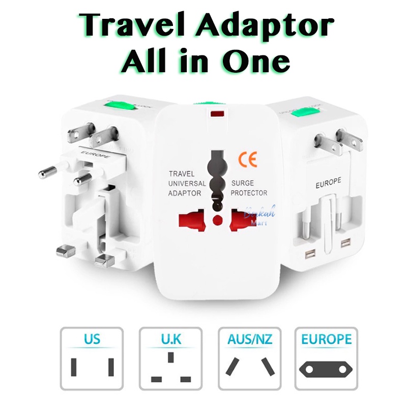 Jual ALL IN ONE INTERNASIONAL Universal Travel Adapter EU UK US AU Plug ...