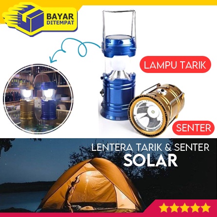 Jual Lampu Lentera Senter Tenaga Surya Tarik Solar Rechargeable Emergency Darurat | Shopee Indonesia