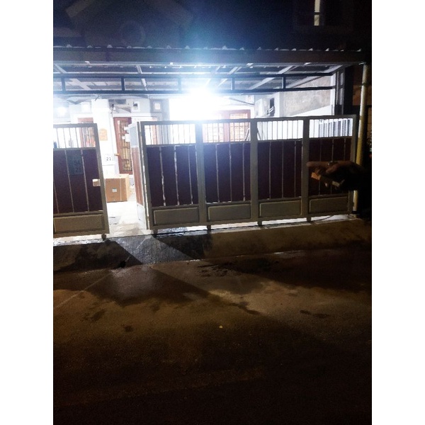 Jual pagar dorong lengkung motip woodplank | Shopee Indonesia