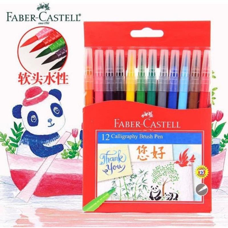 Jual FABER CASTELL Calligraphy Brush Pen 12 Warna Color Spidol ...