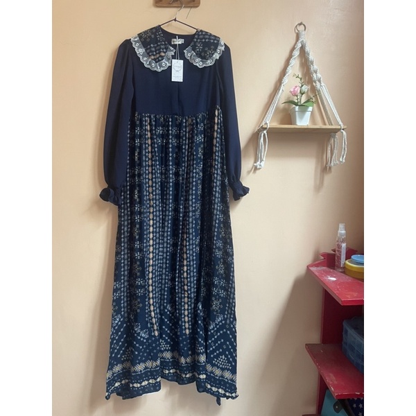 Jual Gamis dress kerah renda by zahara hijab bahan snow sheer mix rayon ...