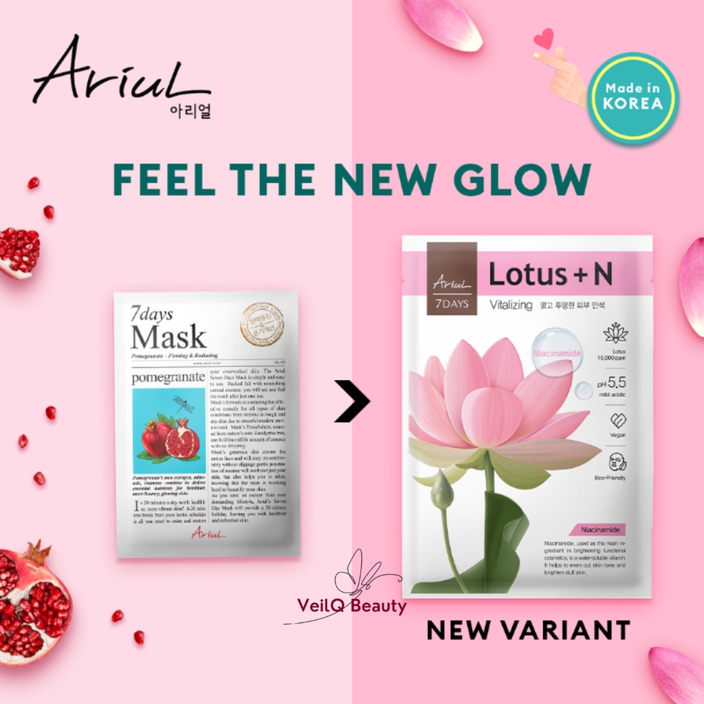 Jual ARIUL 7 Days Sheet Mask Masker Tissue Kertas Lemon Green Tea Tree ...