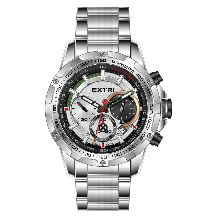 Jual Jam Extri X6046 Pria Original | All Stainless steel Chronograph Time | Garansi 1Tahun ...