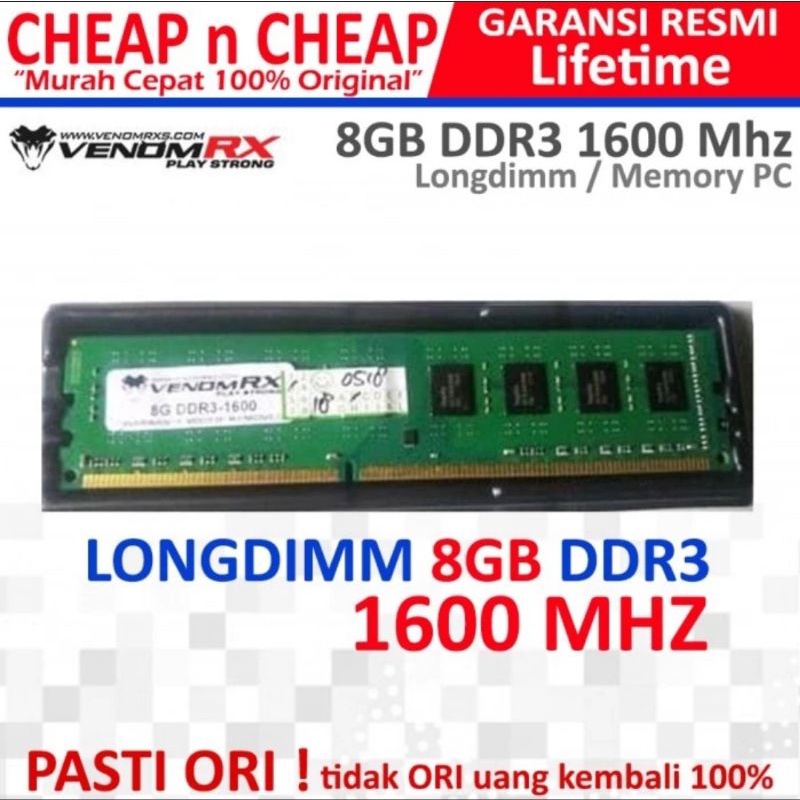 Jual VenomRX DDR3 8GB 1600 Mhz RAM PC - Memory Longdimm Komputer Venom RX | Shopee Indonesia