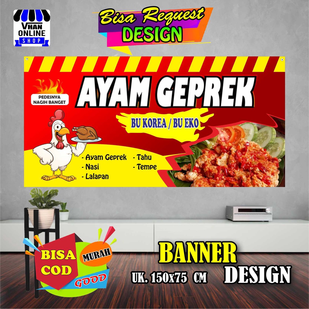 Jual Spanduk Banner Backdrop Jualan Ayam Geprek, Fried Chicken, Ayam ...