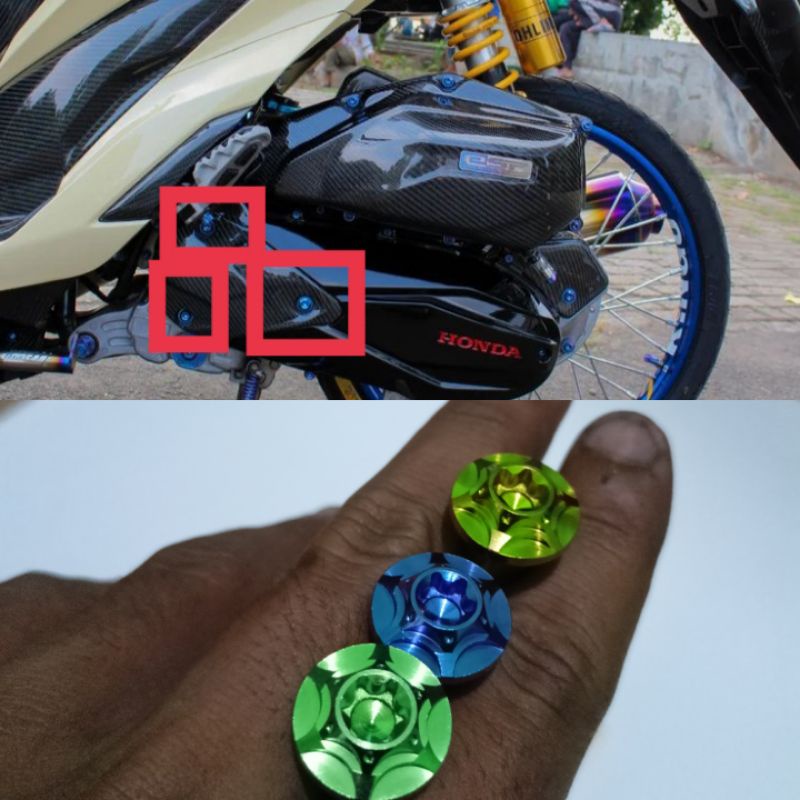 Jual baut titanium cover cvt/airduck vario beat scoopy genio pcx | Shopee Indonesia