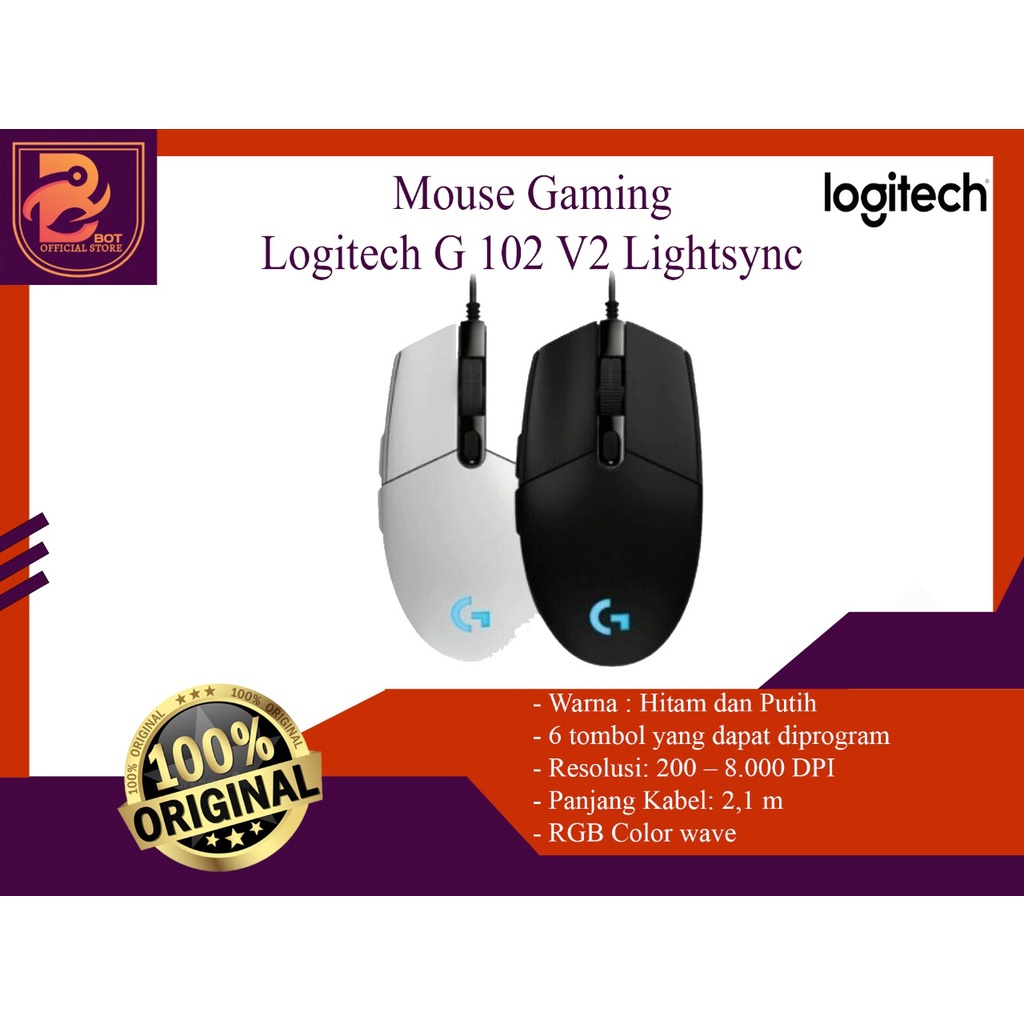 Jual Mouse Gaming Logitech G102 V2 Lightsync RGB - Logitech G 102 V 2 RGB Original Garansi Resmi ...