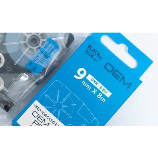 Jual OEM TAPE EZ LABEL CASIO 9MM BLACK INK BLUE (OXR-9BU) | Shopee ...