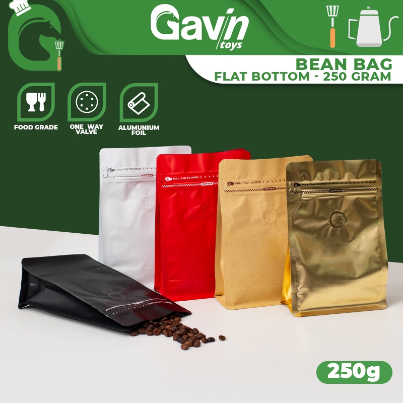 Jual Coffee Flat Bottom Pouch 250 gram - Coffee Bean Bag 250gr ...